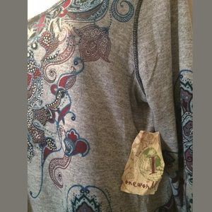 ONE WORLD | Tops | New One World Paisley Floral Studded Sweatshirt ...
